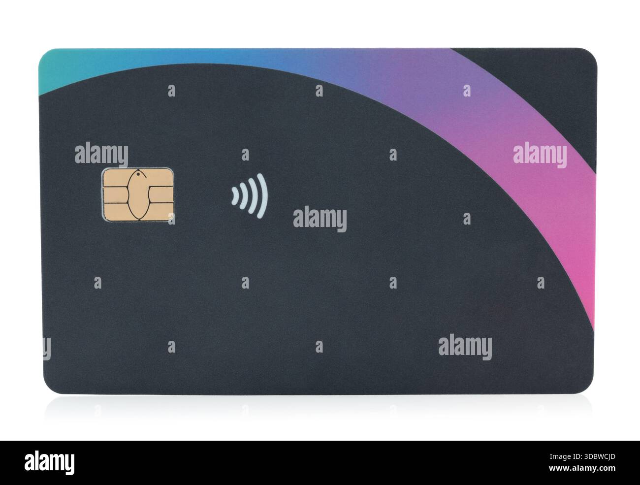 Blank bank card with contactless payment chip, isolated on a ...