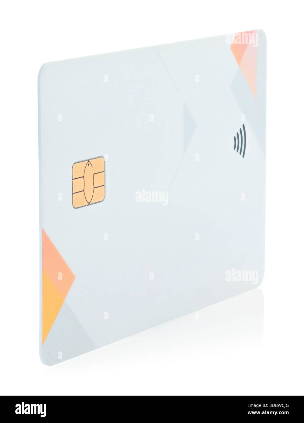 Blank bank card with contactless payment chip, isolated on a ...