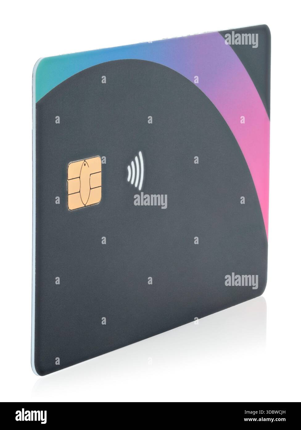 Blank bank card with contactless payment chip, isolated on a ...