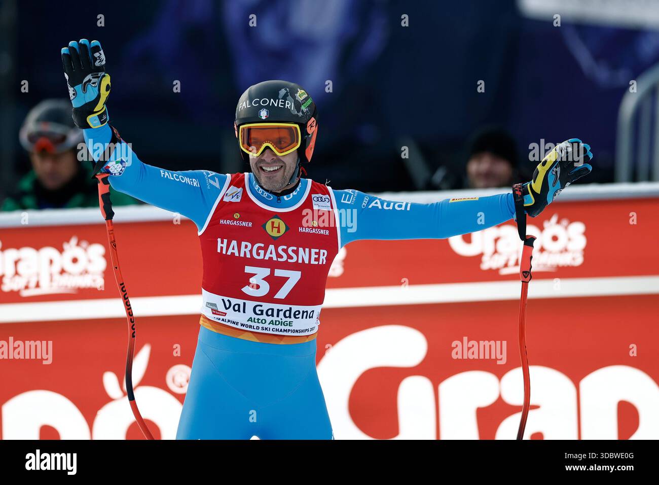 Italy's Christof Innerhofer at the finish area of an alpine ski, men's ...