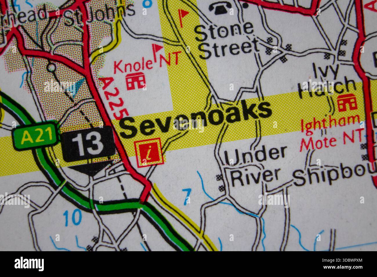 Sevenoaks outline map hi-res stock photography and images - Alamy