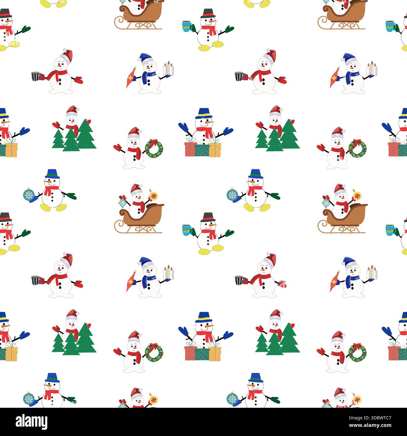 Christmas seamless pattern snowmen Cut Out Stock Images & Pictures - Alamy