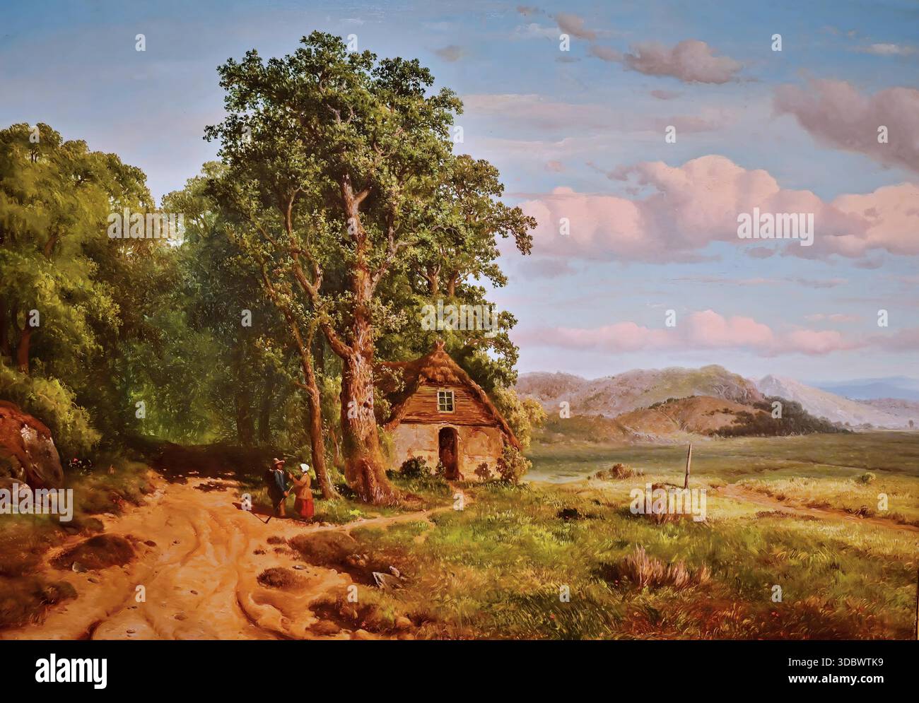 Louis Remy Mignot Country Road 1850 Romantic landscape oil Stock Vector ...