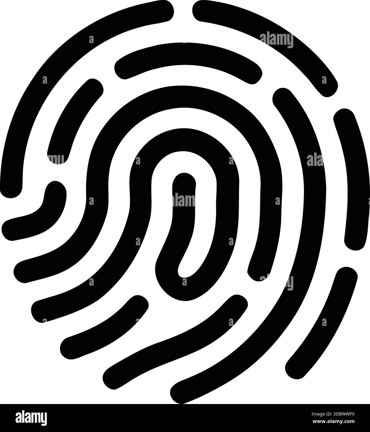 A simple black and white illustration of a human fingerprint design ...