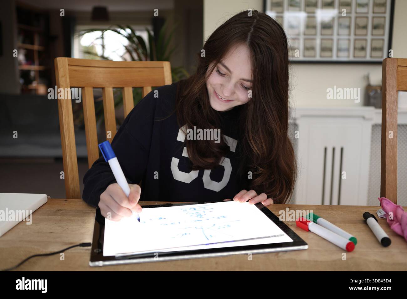 Girl maths studying homework hi-res stock photography and images - Alamy