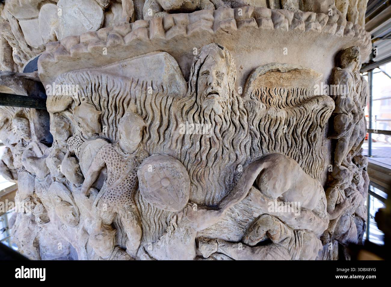 A bas-relief known as "The miracle of the rain"is seen on the second ...