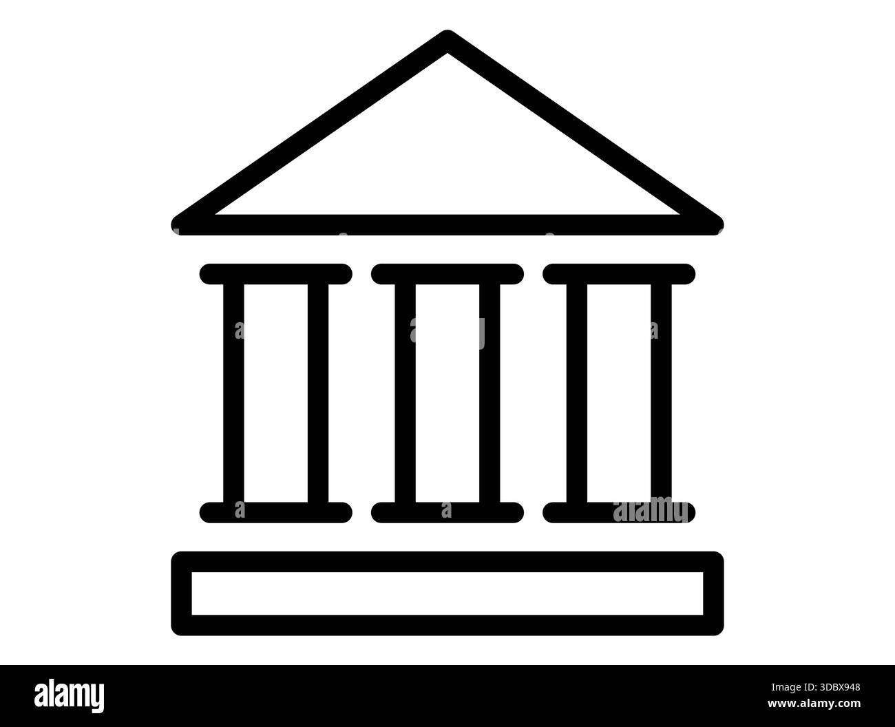 A minimalist outline of a classical building featuring iconic columns ...