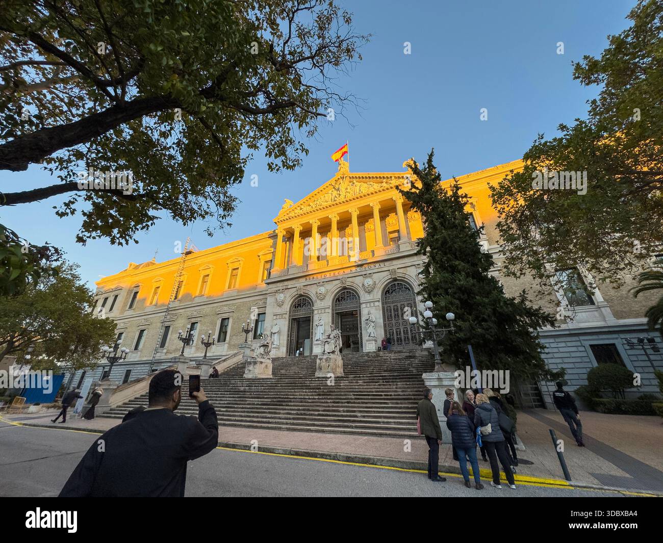 Stairs and main entrance with monuments of the Biblioteca Nacional de ...