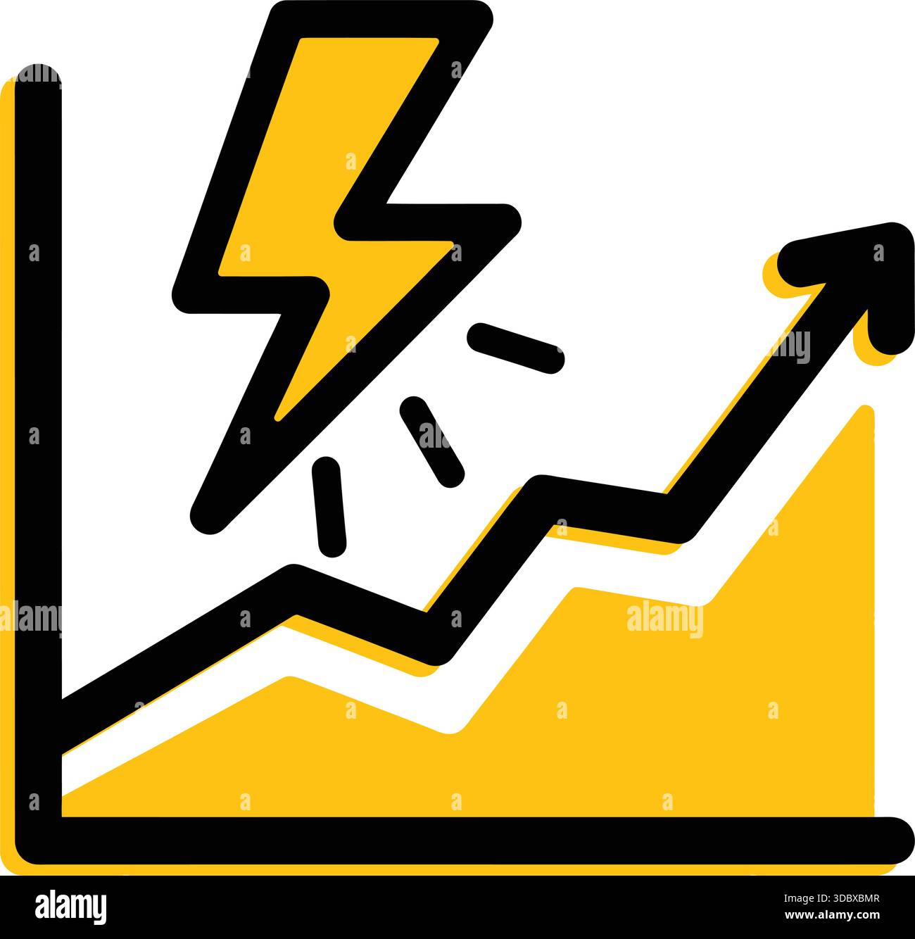 An illustration of a line chart with a lightning bolt, indicating rapid ...
