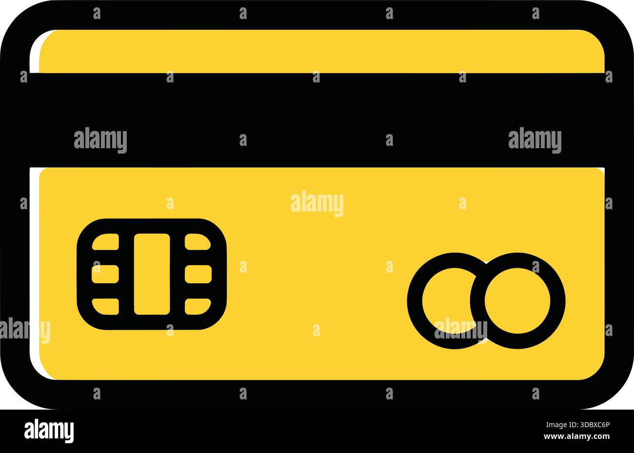 Graphic illustration of a yellow credit card with a black border and ...