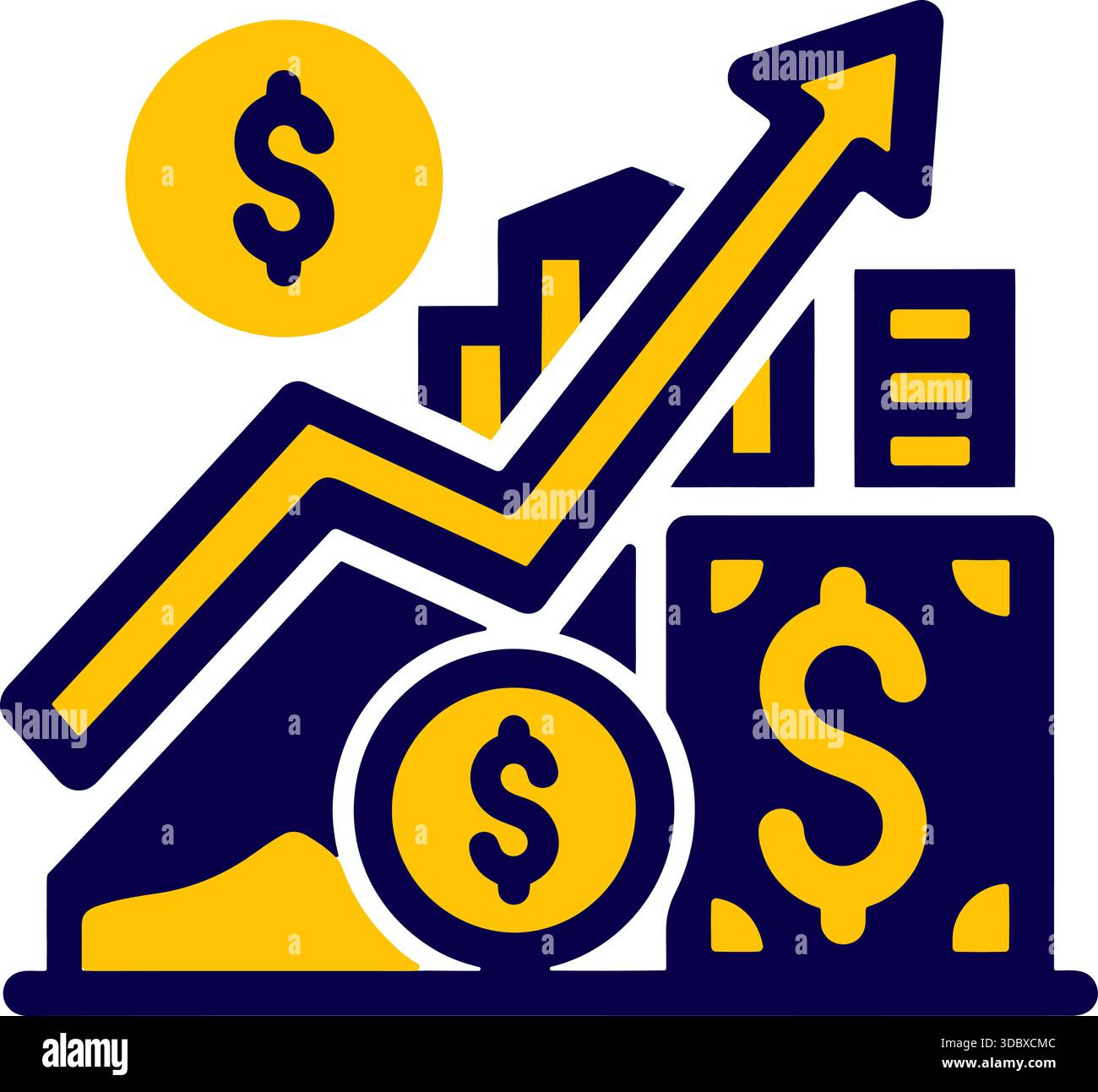 Illustration of a growing financial graph with dollar signs Stock ...