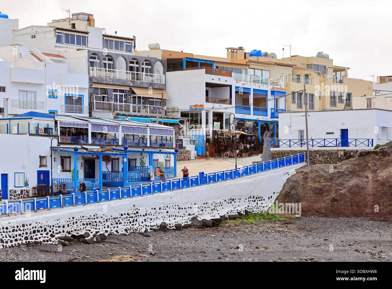 Sloping road near the old harbour, El Cotillo, Fuerteventura, Canary ...