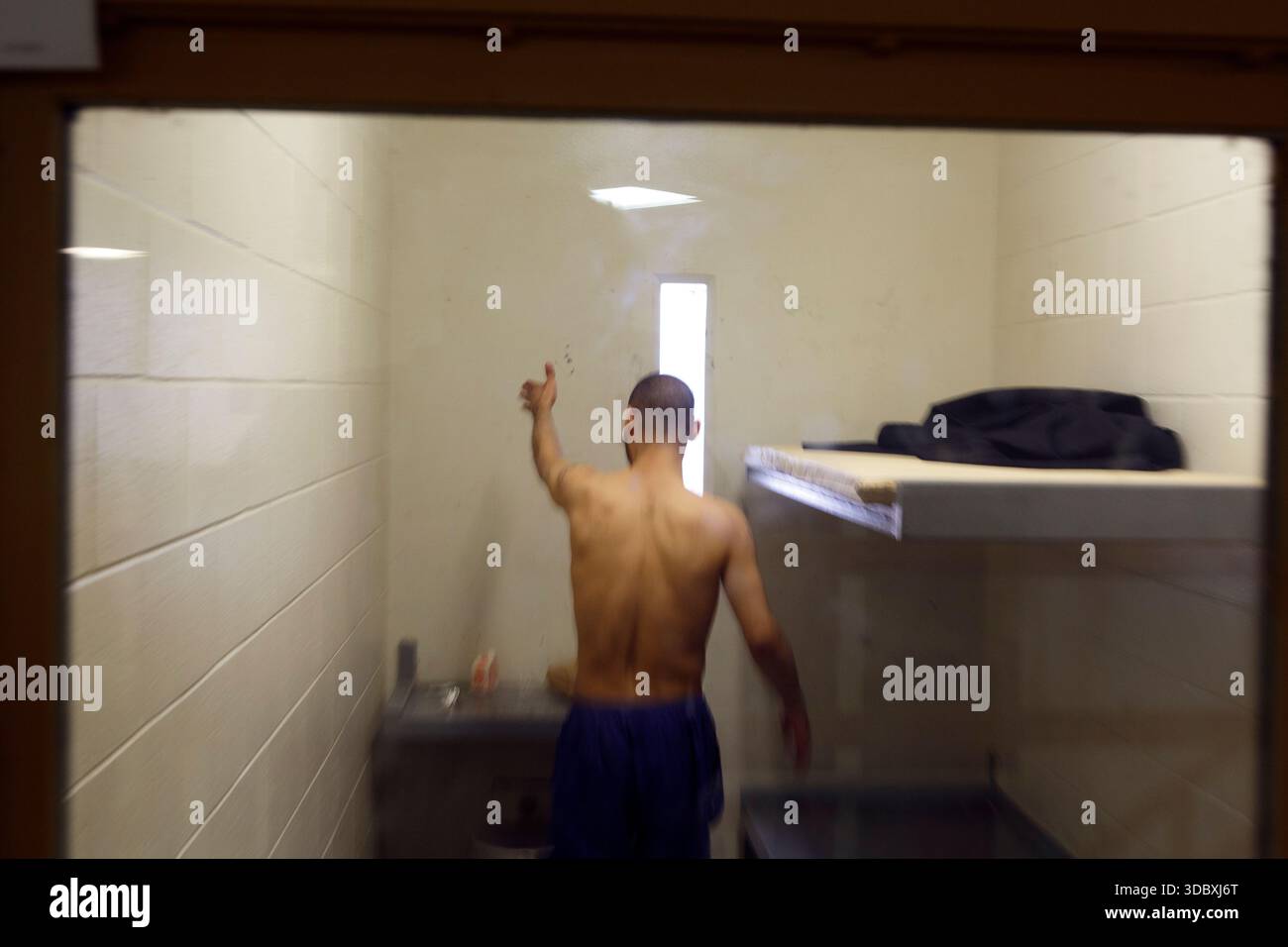 July 12, 2013, Los Angeles, California, USA: An inmate with his door ...