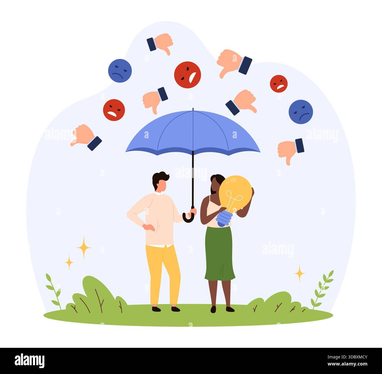 Negative protection from criticism Stock Vector Images - Alamy