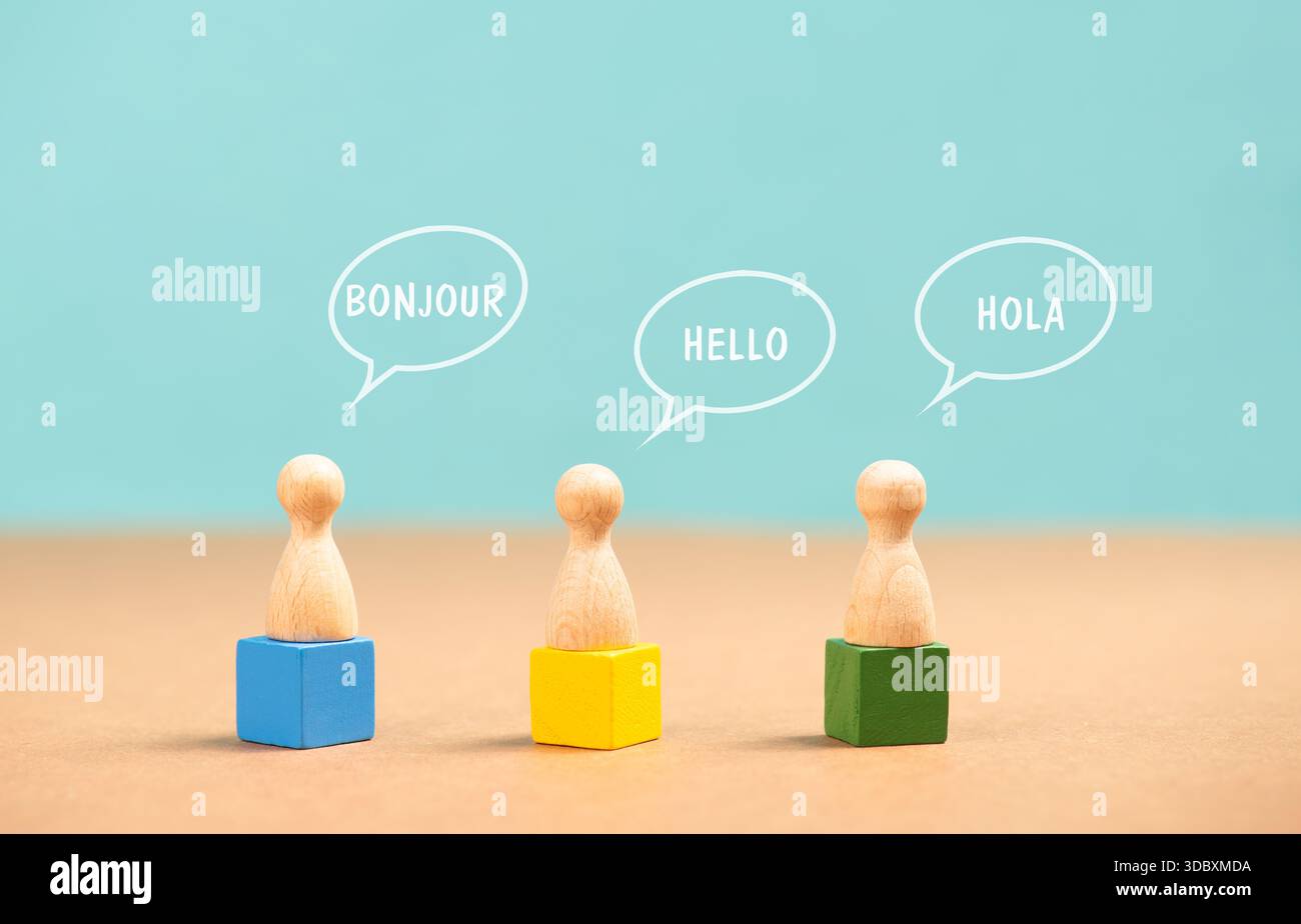 Hello in different languages, speech bubble with different mother ...