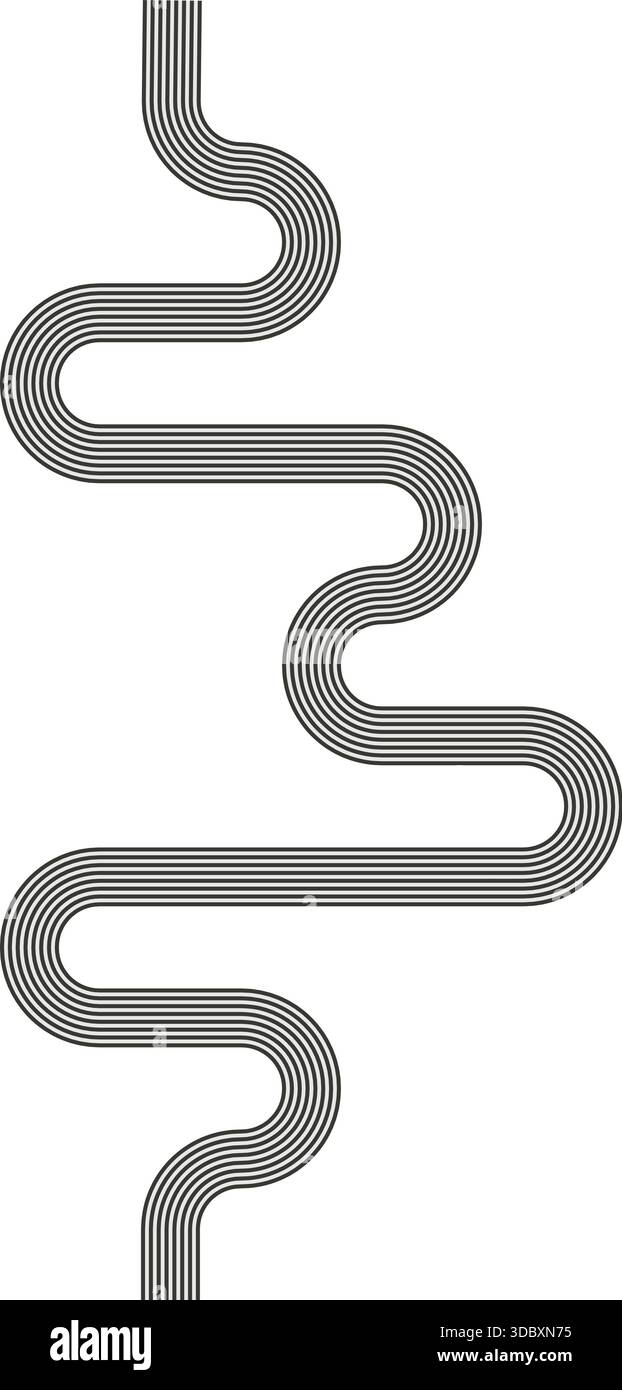 Striped path forming an uneven maze layout with wave movement and ...