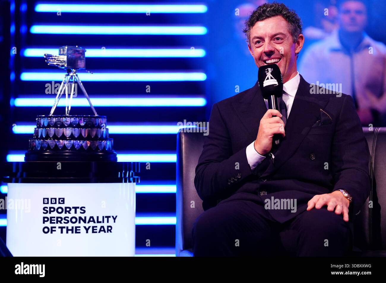 Nominee Rory McIlroy speaks to Clare Balding (not pictured) during the ...