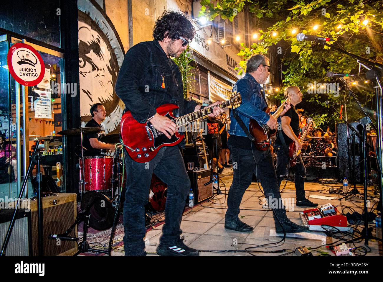 Autos Robados during a live show. The Argentine rock band playing at ...