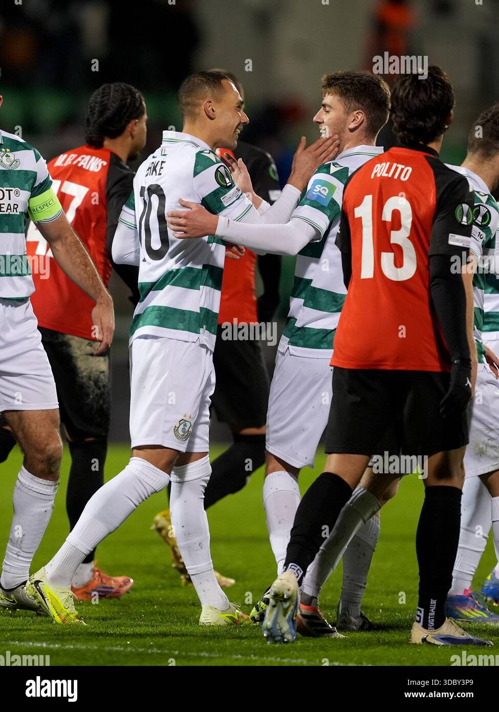 Shamrock Rovers' Graham Burke (centre left) celebrates with his team ...