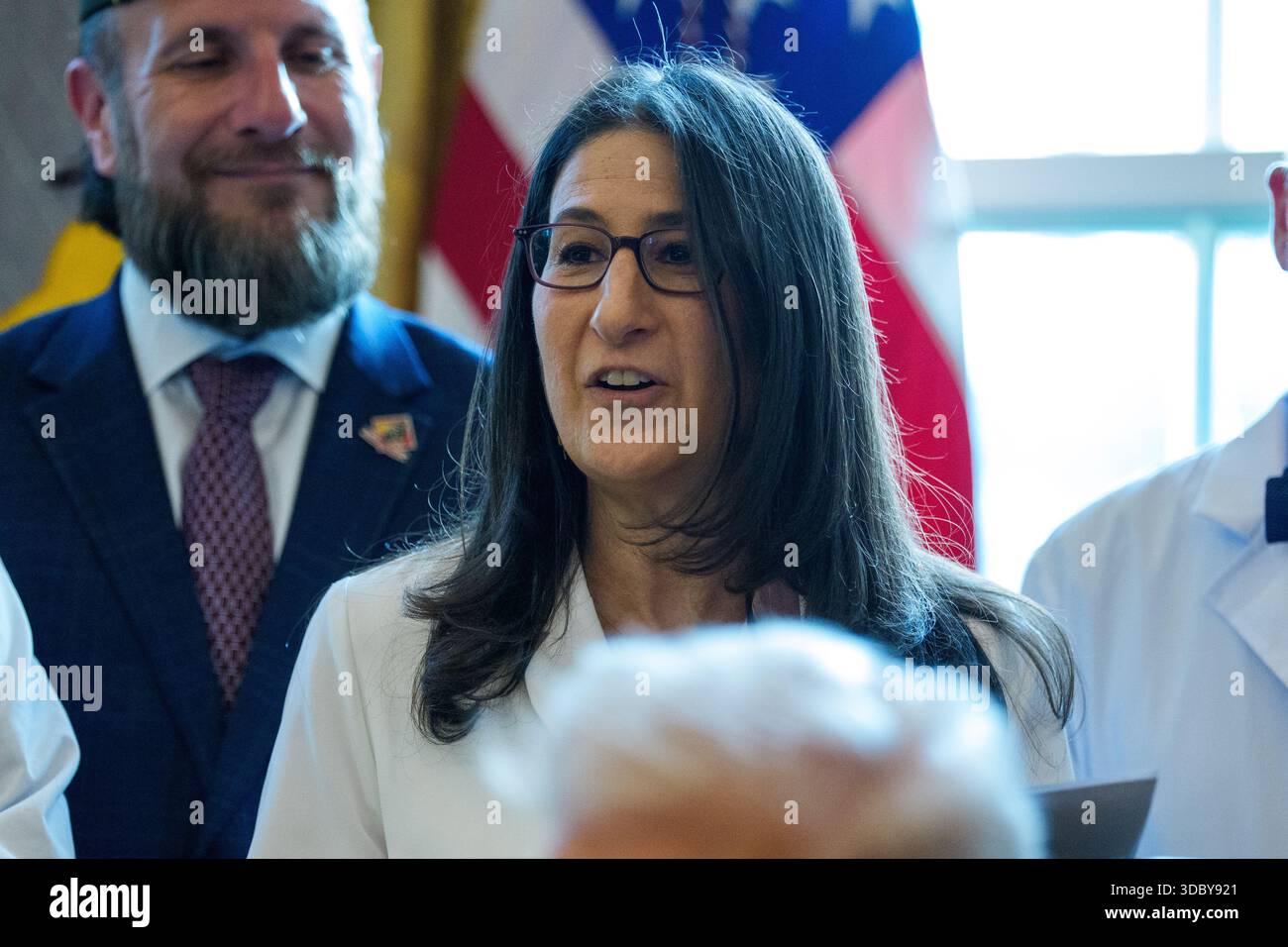 Ilana Braun, MD, from Dana-Farber, gives remarks during an executive ...