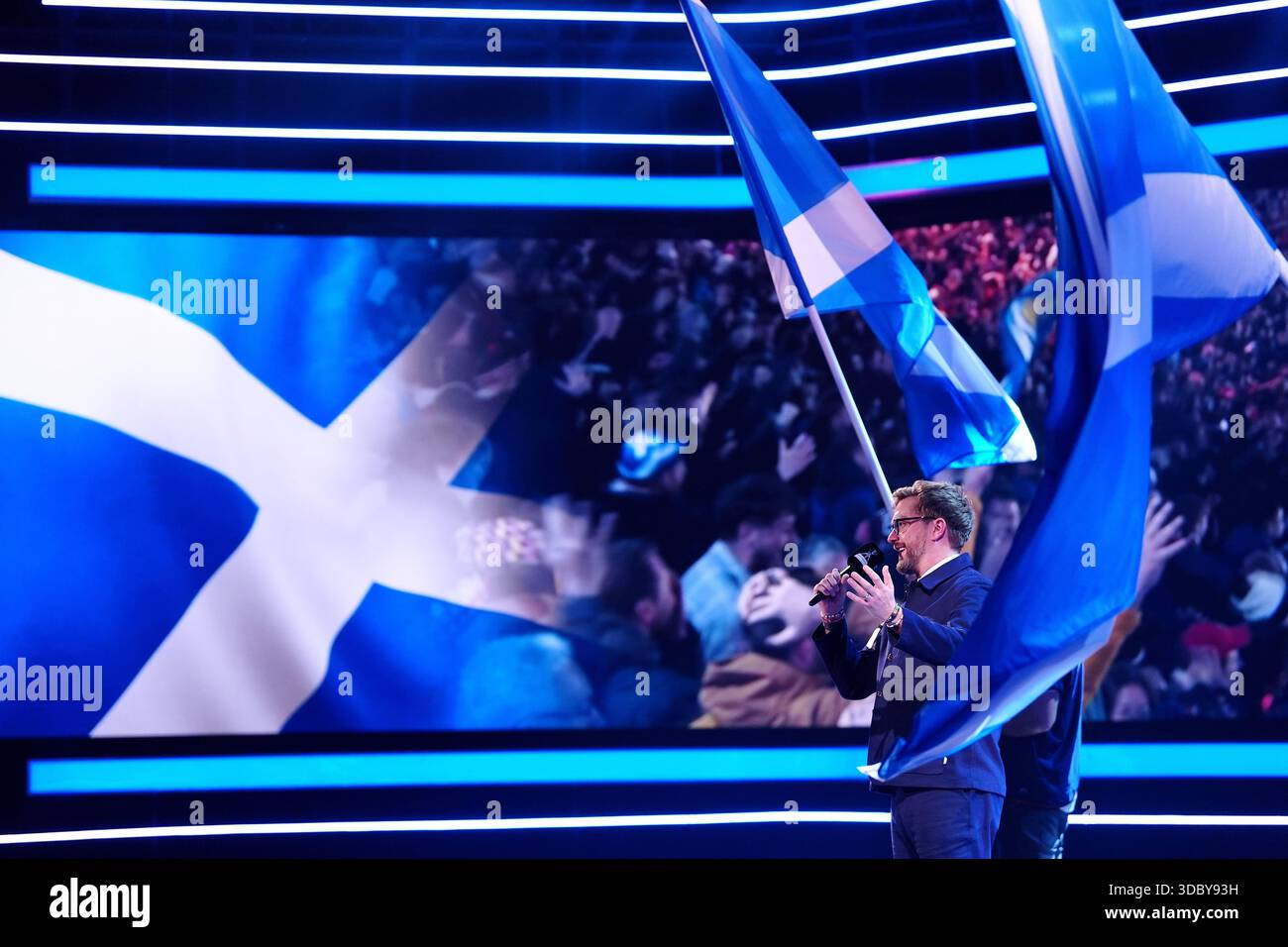 Ian Stirling and the Scotland flag during the 2025 BBC Sports ...