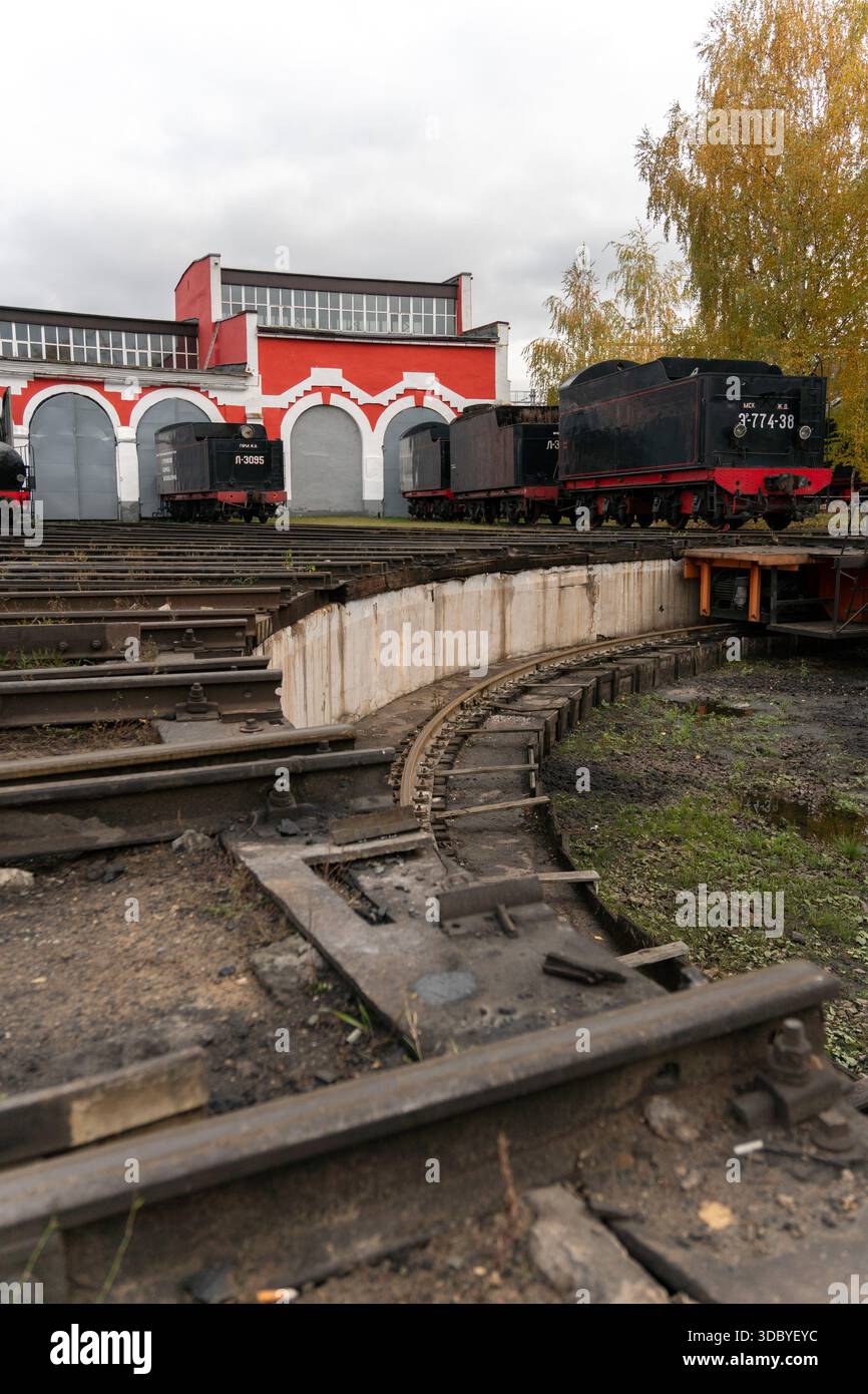 Moscow, Russia - October 18, 2025: railway turntable, tracks at ...