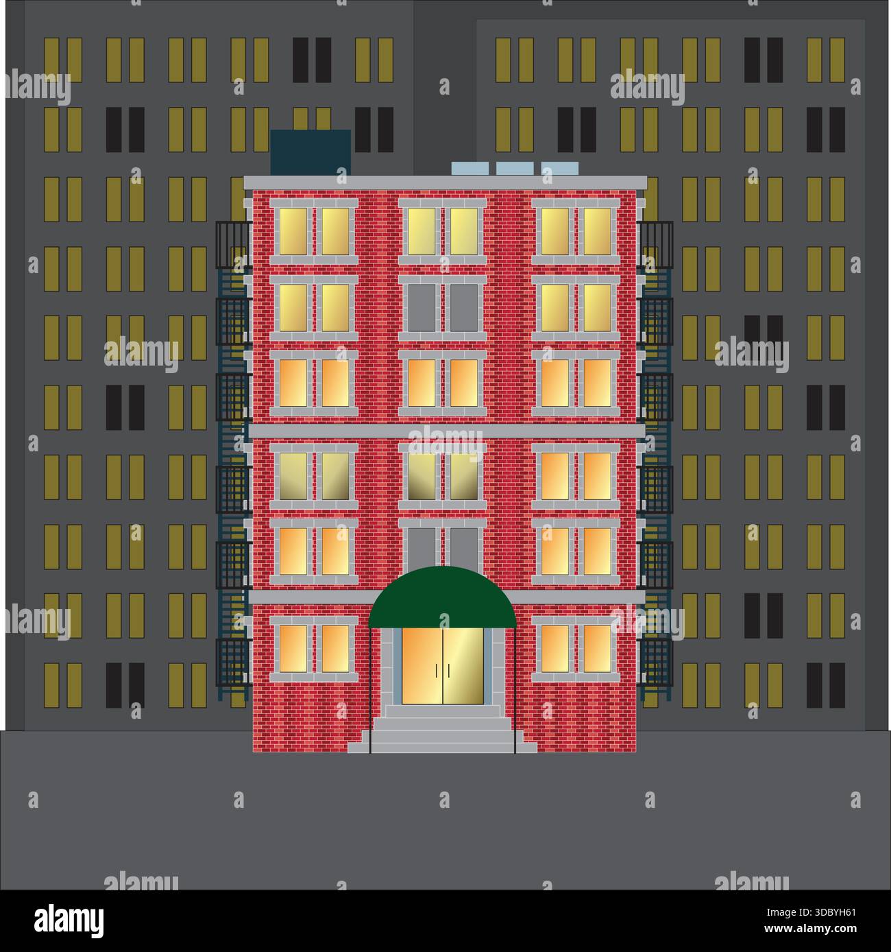 Red brick building windows Stock Vector Images - Alamy