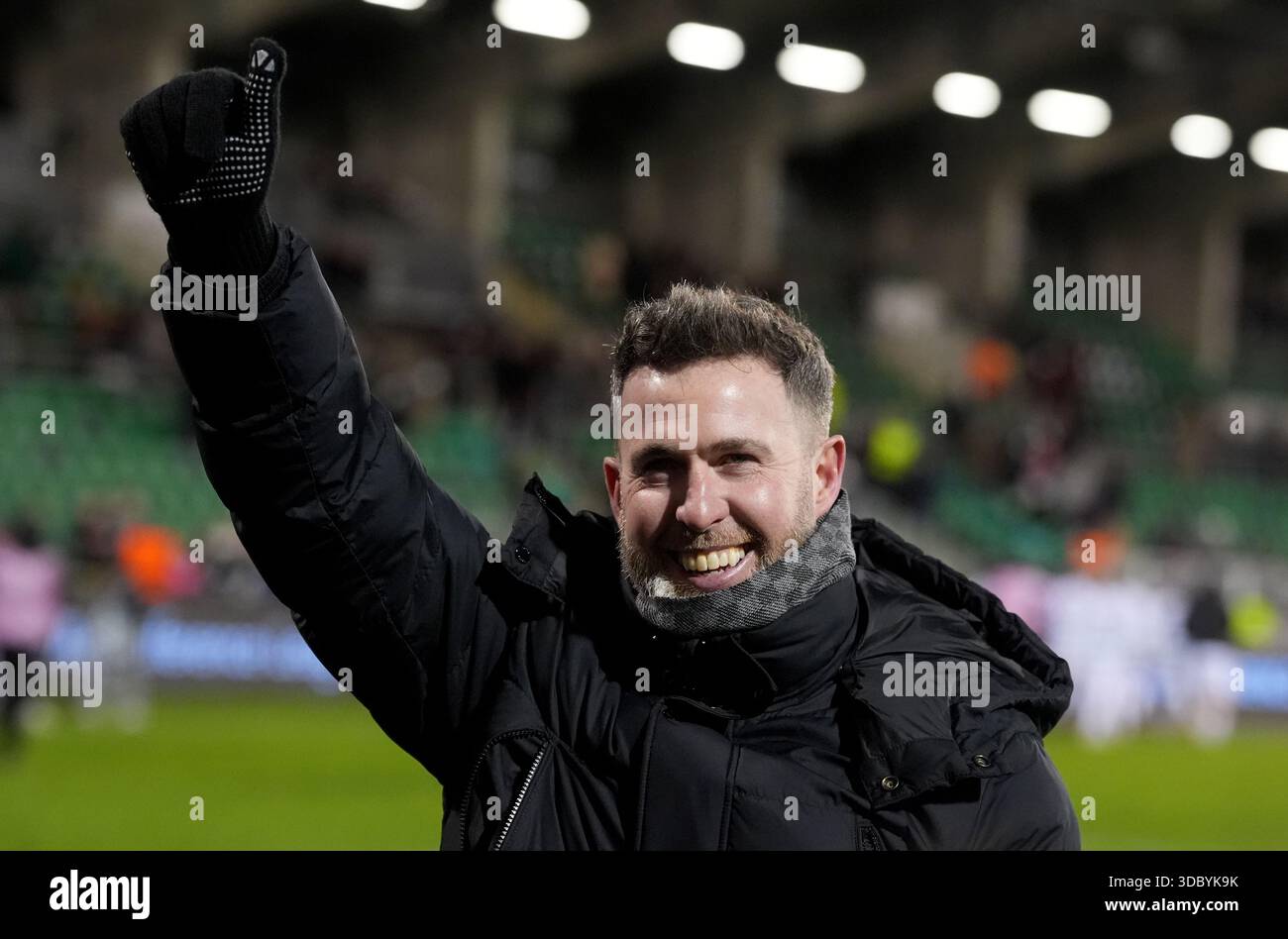 Shamrock Rovers manager Stephen Bradley celebrates after the UEFA ...
