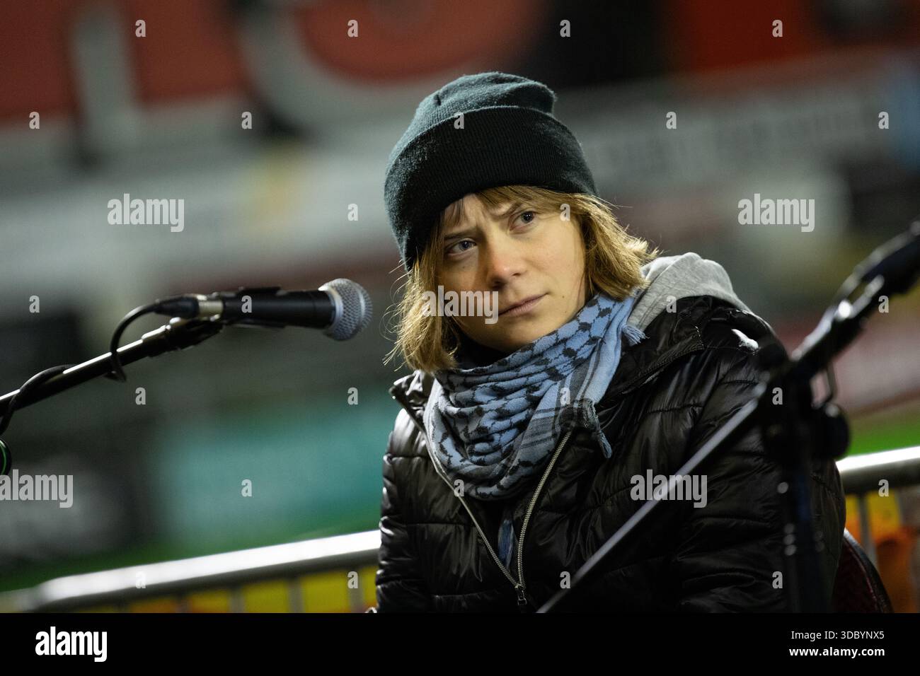 Dublin, Ireland – 18th December 2025 – Greta Thunberg speaks at a ...