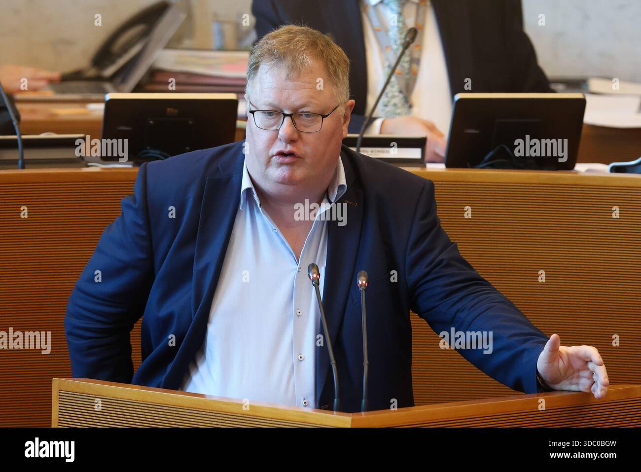 Ecolo Freddy Mockel pictured during a plenary session of the Walloon ...