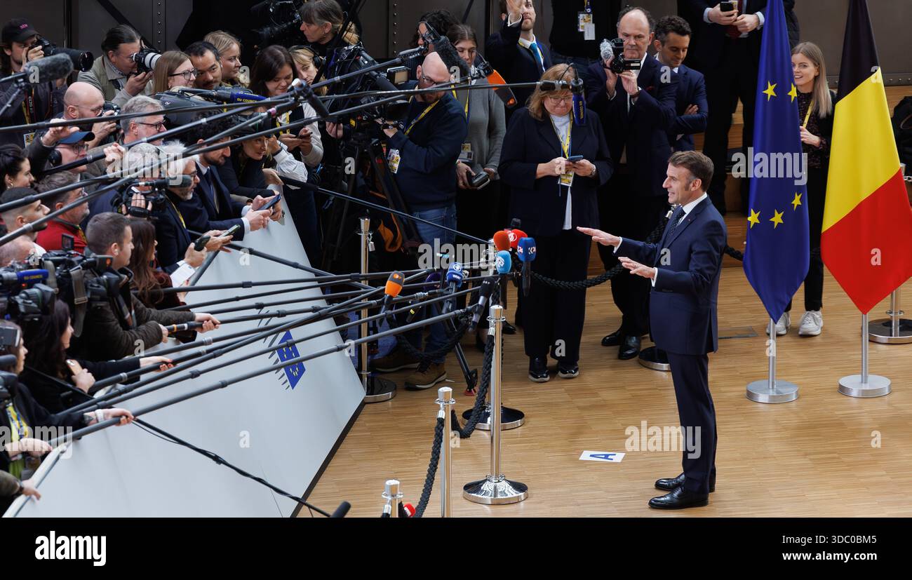 French President Emmanuel Macron pictured at the arrivals ahead of an ...