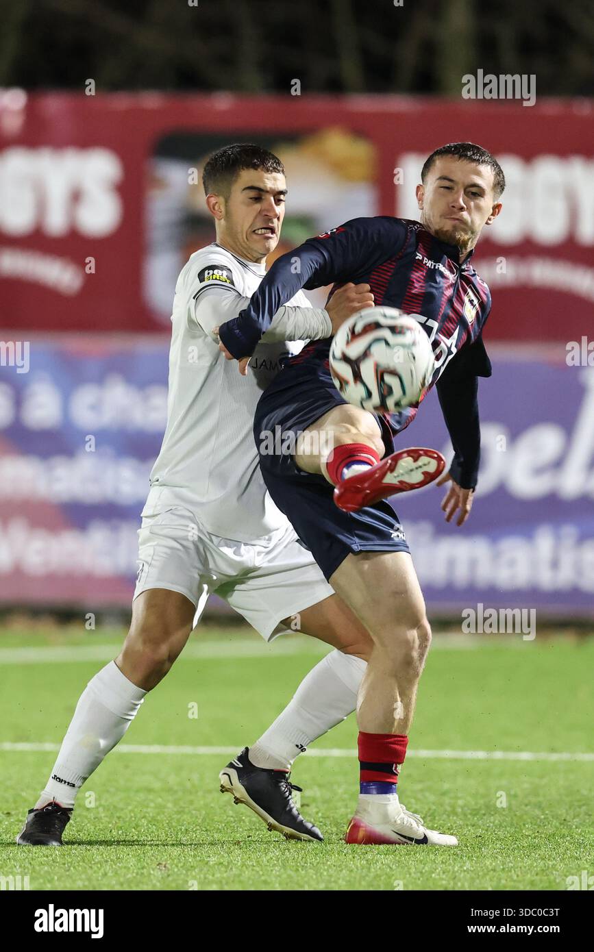 Lokeren's Jordi Palacios and Liege's Alexis Lefebvre fight for the ball ...