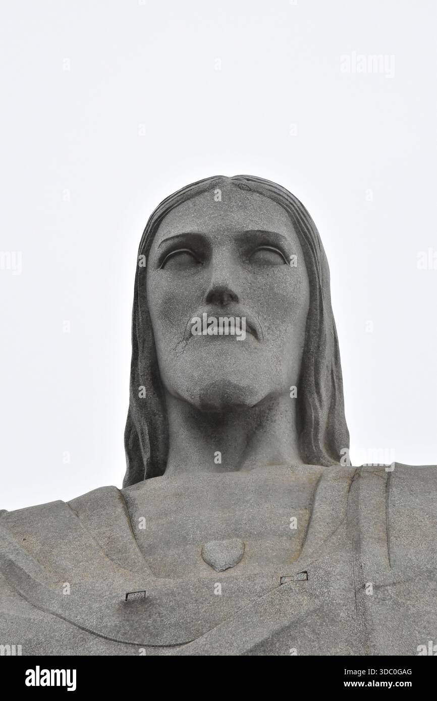 The face of the Christ The Redeemer statue (Christo Redentor), sculpted ...
