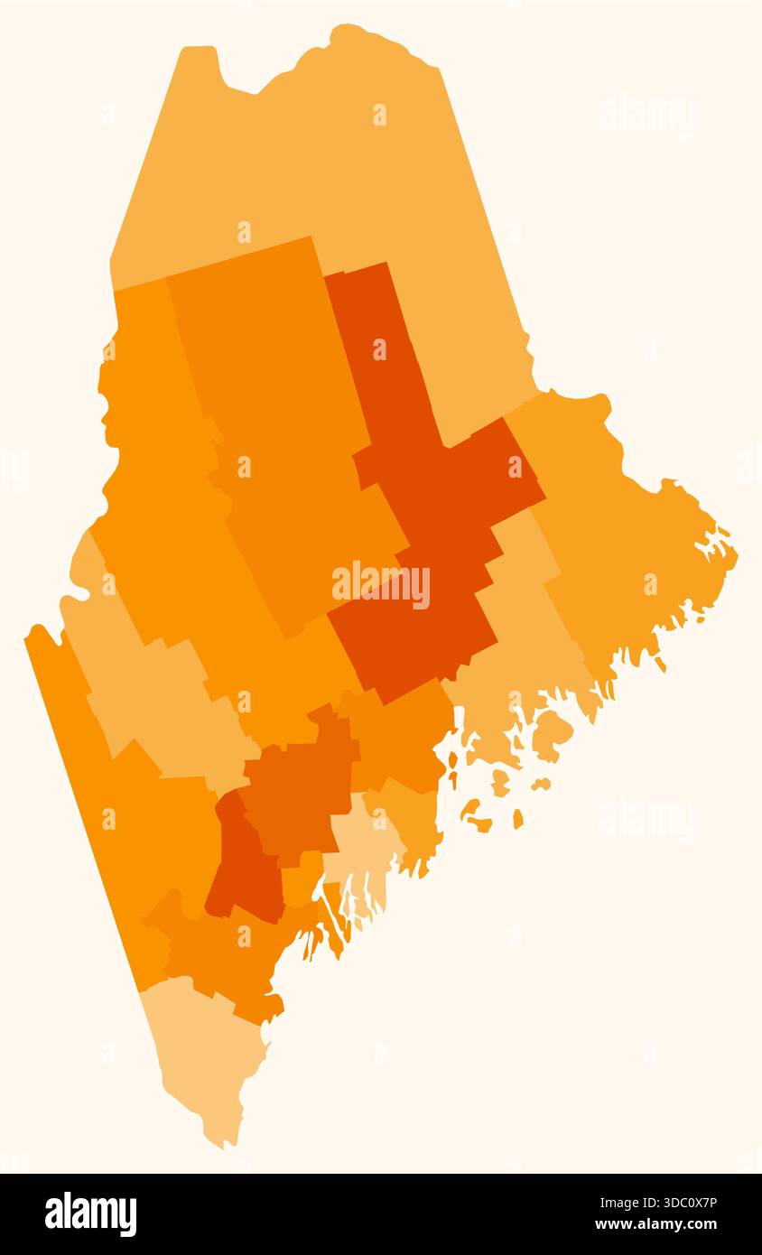 Map of Maine with counties. Just a simple state border map with county ...