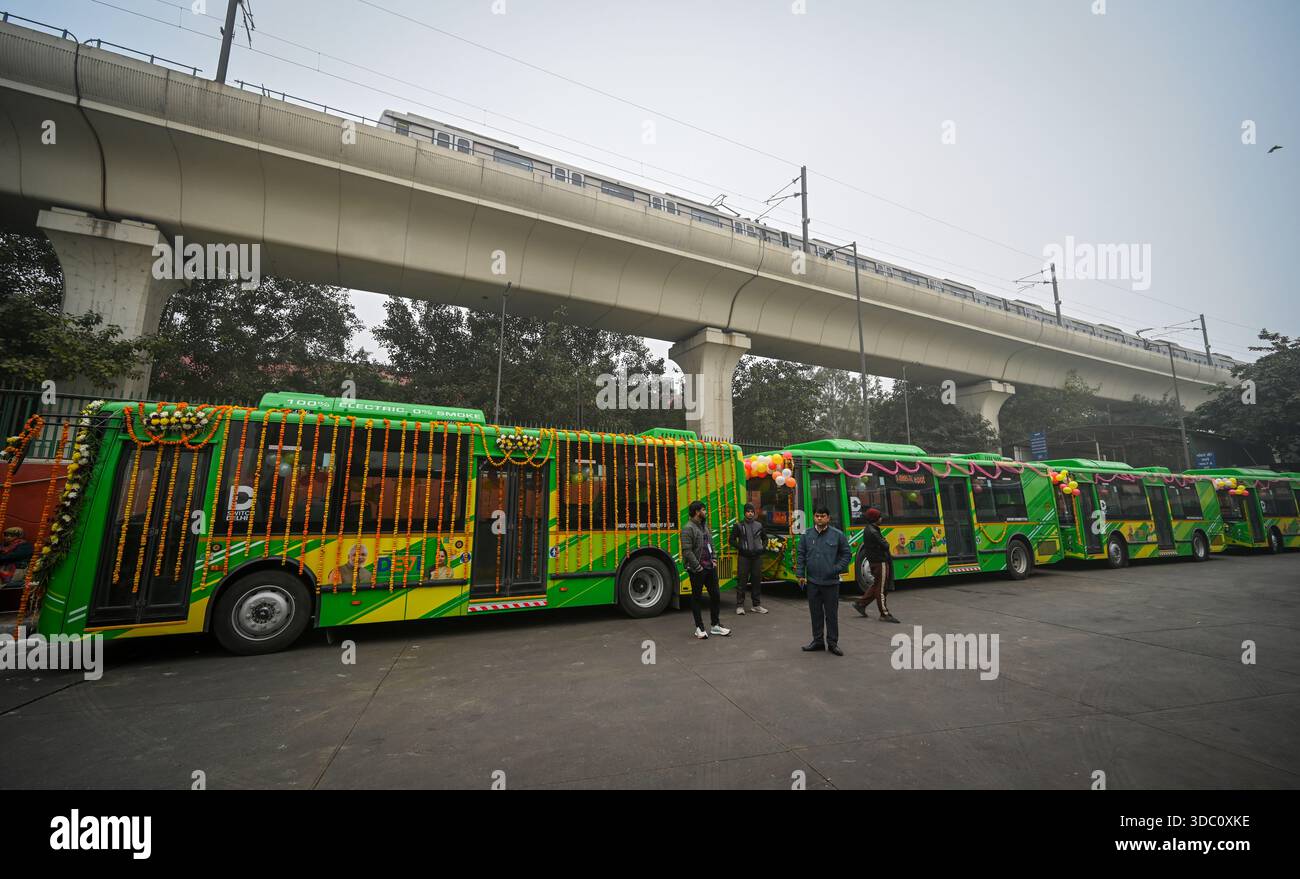 NEW DELHI, INDIA - DECEMBER 18: A view of Electric Inter State Buses ...
