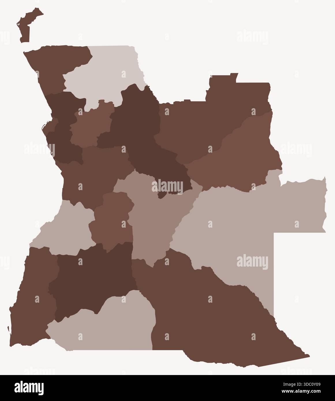 Map of Angola with regions. Just a simple country border map with ...