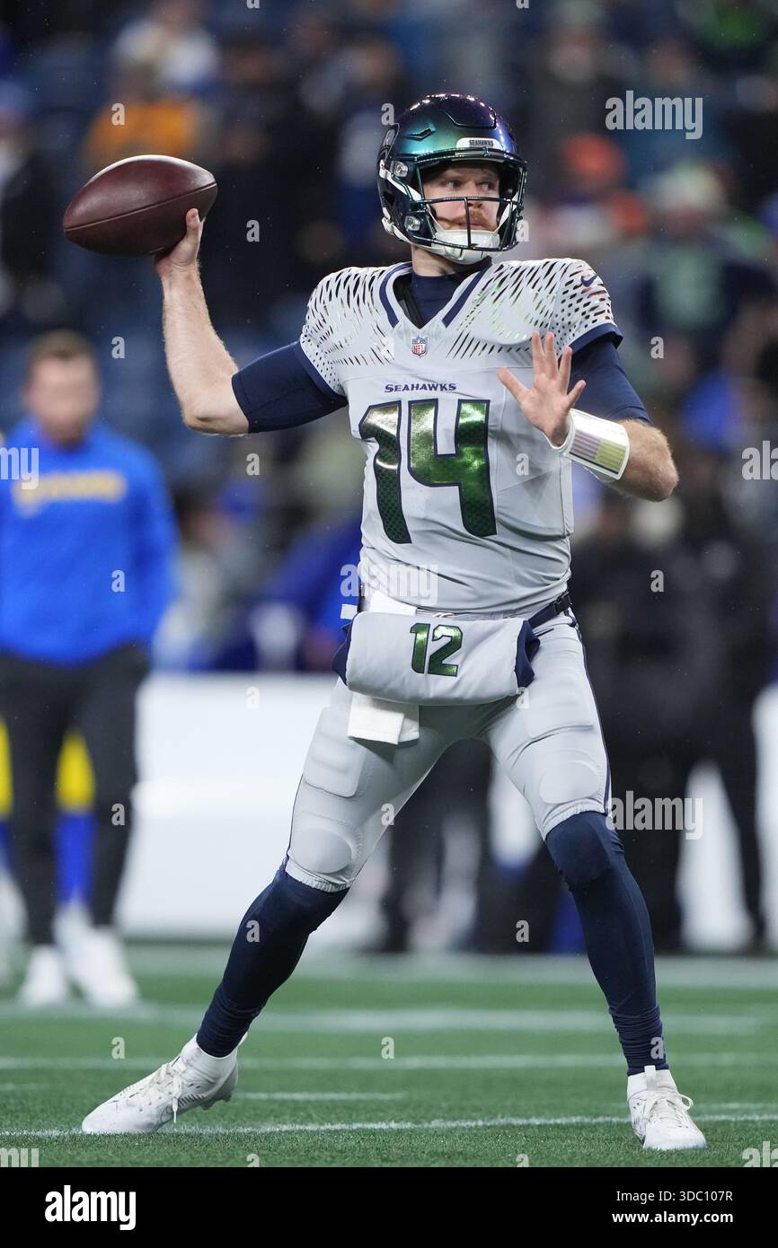 Seattle Seahawks quarterback Sam Darnold (14) throws during the first ...