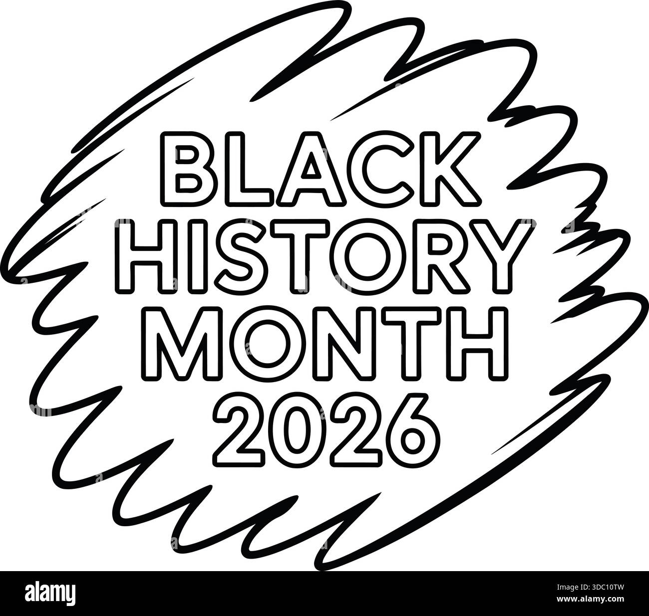 A black and white illustration proudly displays black history month ...