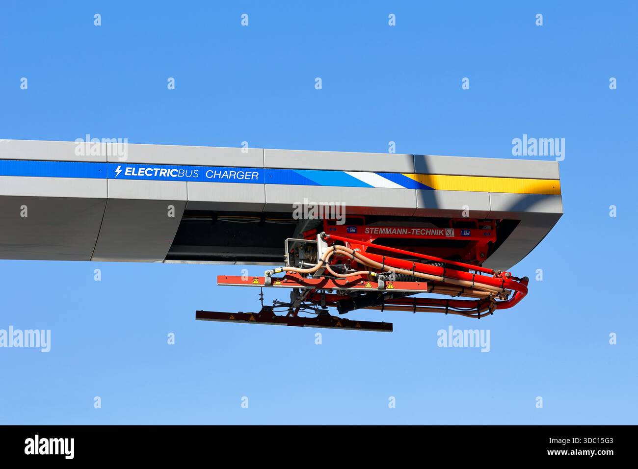 A Stemmann-Technik rapid charging pantograph for electric buses at a ...