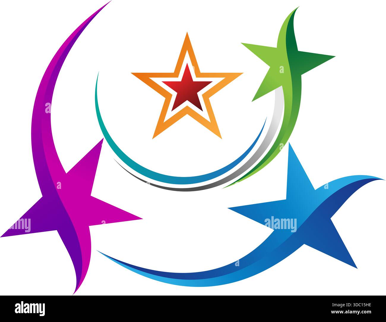Illustration art of a Multi color Star Achievement Logo with isolated ...