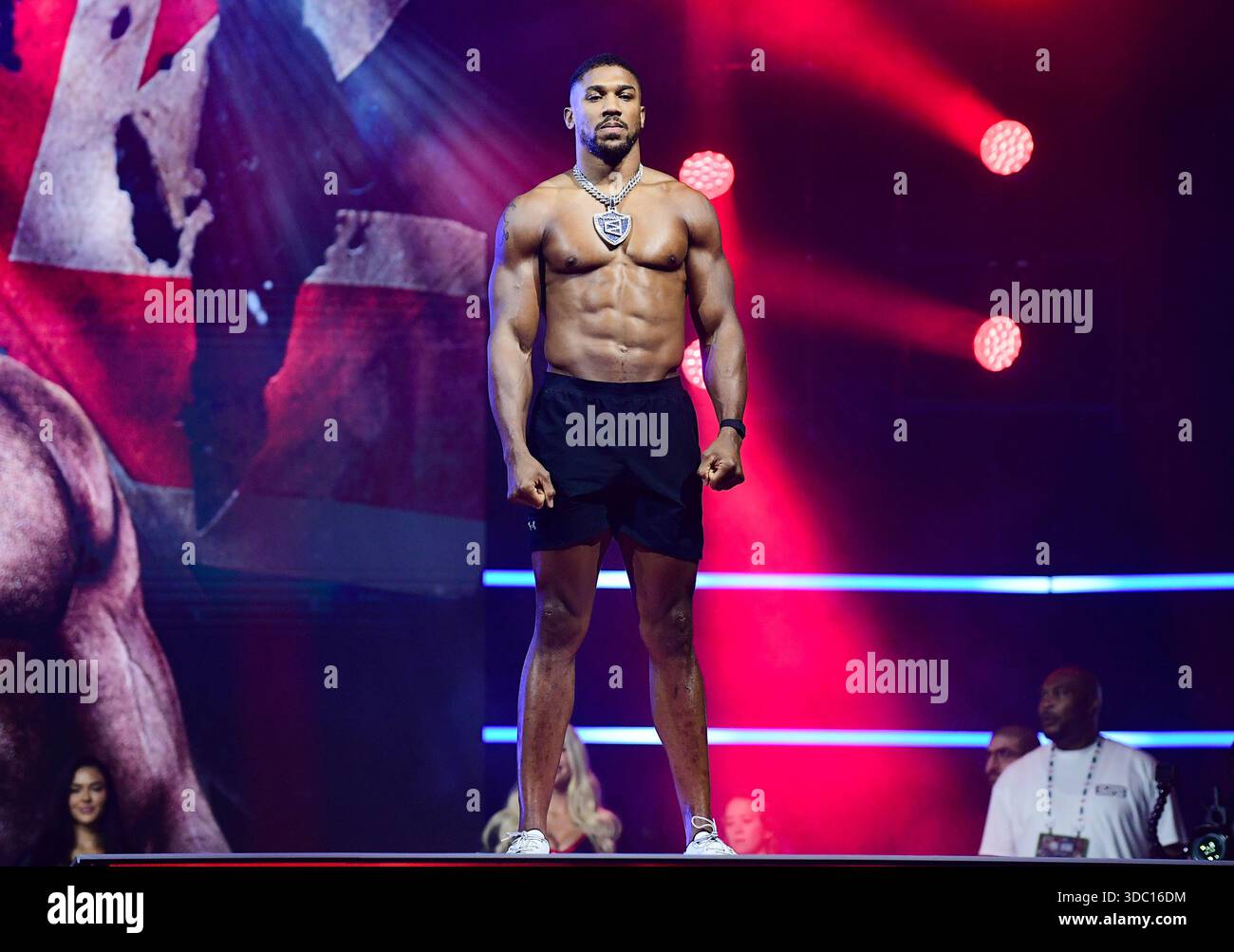 Anthony Joshua during a public weigh-in at the Fillmore Miami Beach ...
