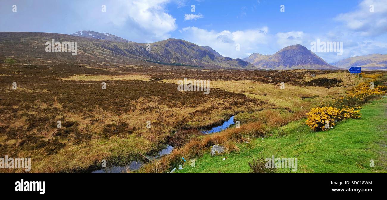 Legendary Glencoe valley during a spring road trip, where fresh greens ...