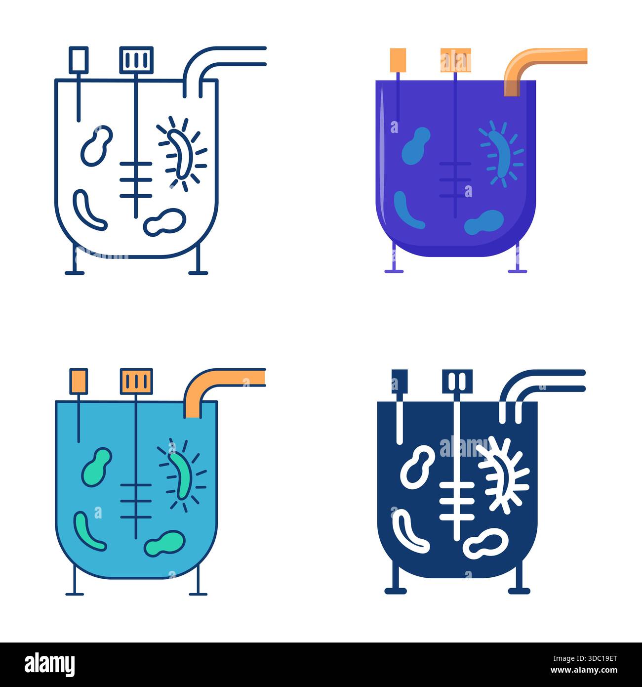 Bioreactor icon set. Incubator or cultivator tank symbol. Vector ...