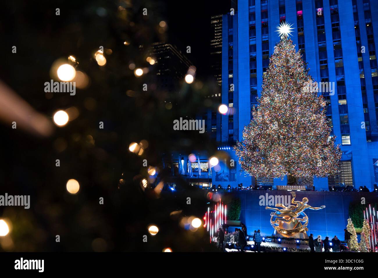 FILE - The Rockefeller Center Christmas tree stands illuminated after ...