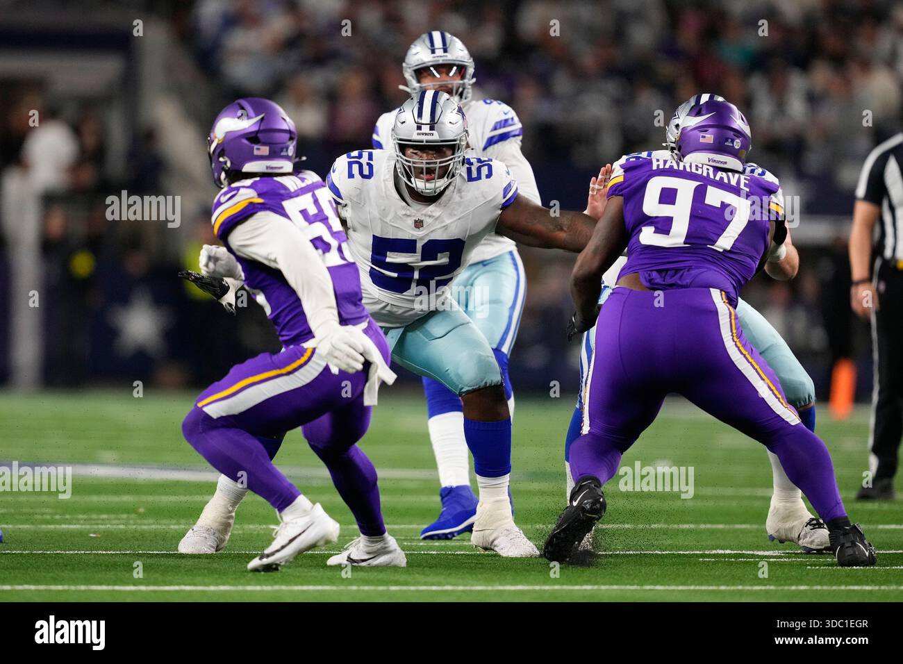 Dallas Cowboys' Tyler Booker defends against a rush by Minnesota ...