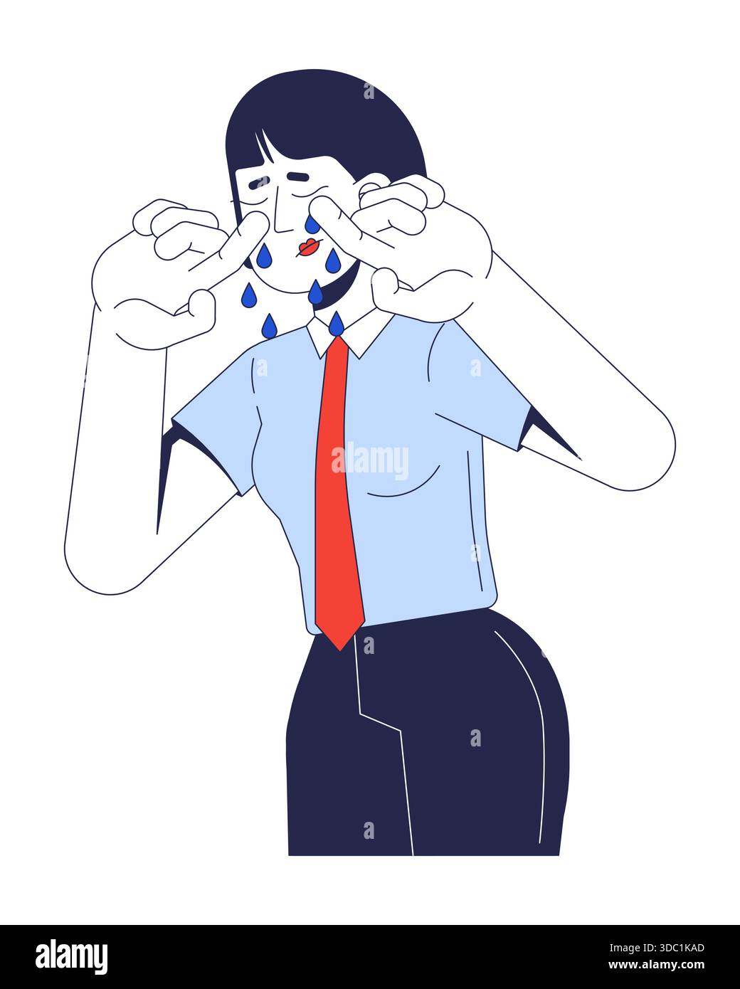Crying korean office worker intern wiping tears 2D cartoon character ...