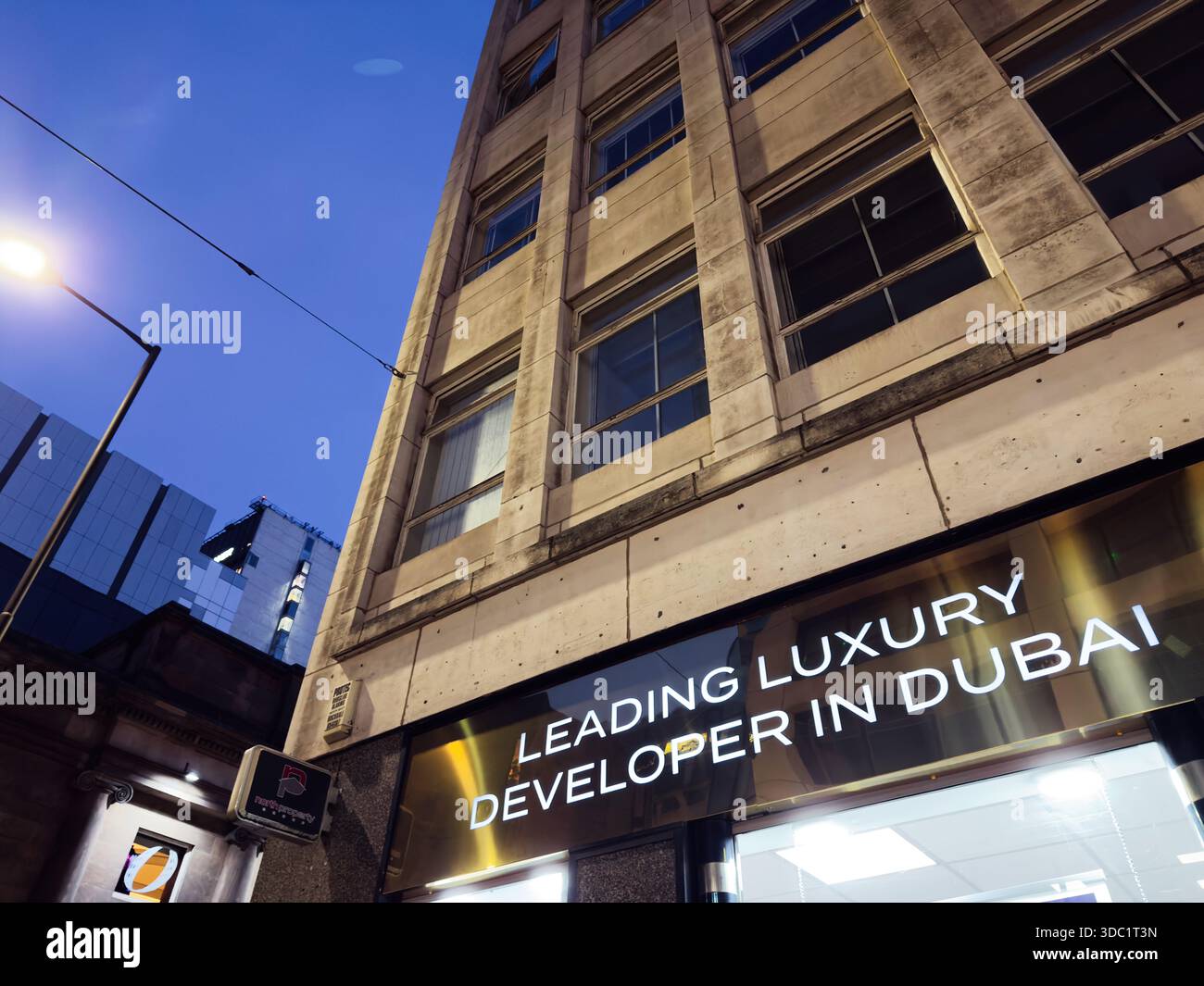 Manchester, UK - December 10, 2025: Night street scene in Manchester ...