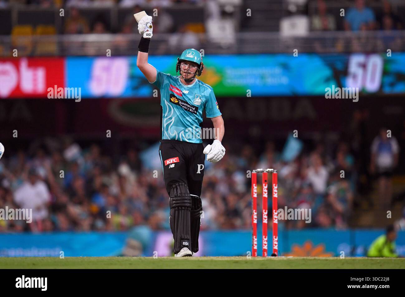 Matthew Renshaw of the Heat brings up 50 runs during the BBL match ...
