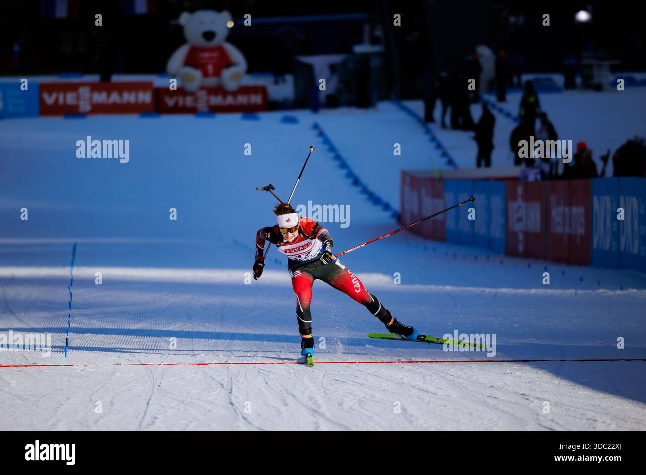 Nadia Moser on the finish line during the Women 7.5km Sprint at the BMW ...