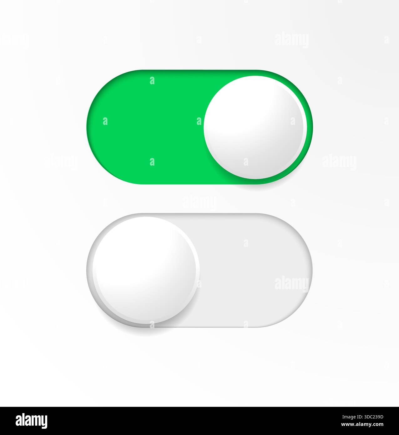 Vector illustration of On and Off toggle switch buttons in material ...